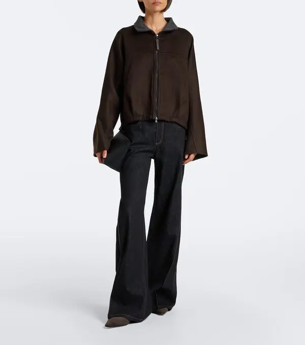 Brunello Cucinelli Suede Pointed Toe Ballerina Flats