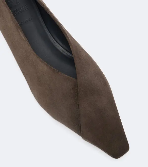 Brunello Cucinelli Suede Pointed Toe Ballerina Flats