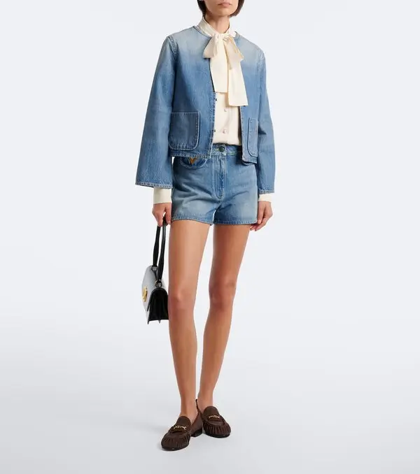 Valentino Garavani Vgold Faded Denim Jacket