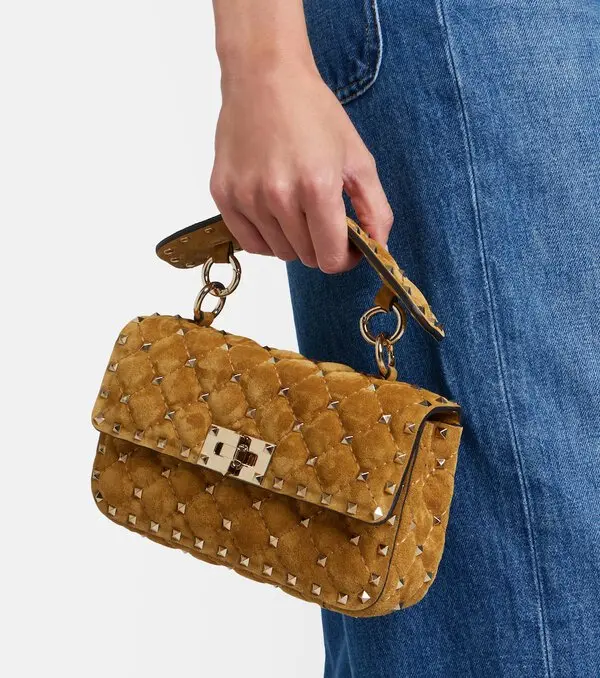 Valentino Garavani Rockstud Spike Small Suede Top-handle Bag