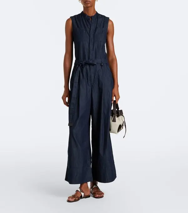 Max Mara Sleeveless Wide-leg Denim Jumpsuit