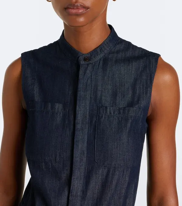 Max Mara Sleeveless Wide-leg Denim Jumpsuit