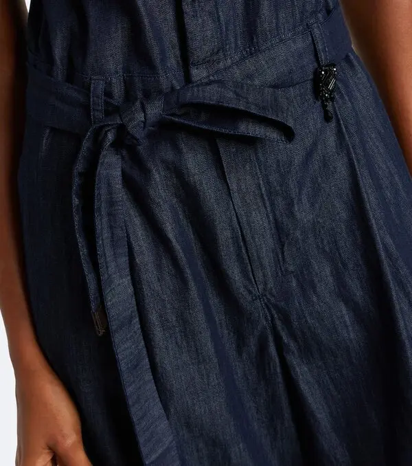 Max Mara Sleeveless Wide-leg Denim Jumpsuit