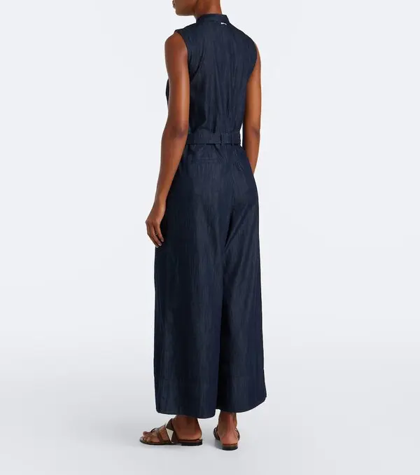 Max Mara Sleeveless Wide-leg Denim Jumpsuit