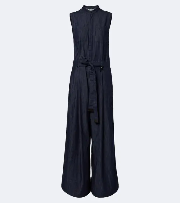 Max Mara Wide-leg Denim Jumpsuit - Midnight Blue