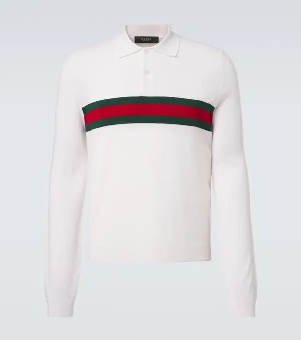 Gucci Web Stripe Cashmere Polo Shirt