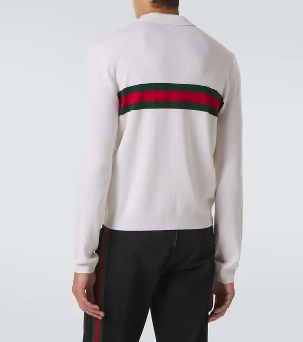 Gucci Web Stripe Cashmere Polo Shirt