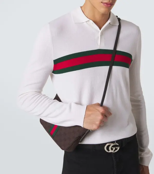 Gucci Web Stripe Cashmere Polo Shirt