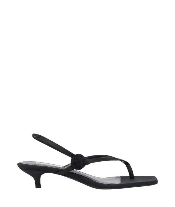 TOTEME Floral-appliqué Suede Slingback Sandals - Black
