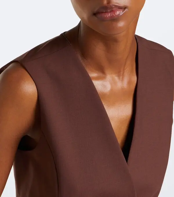 Brunello Cucinelli Monili Wool-blend Vest - Brown
