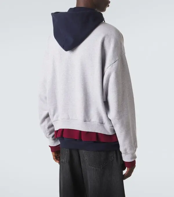 Balenciaga Logo Layered Cotton Jersey Hoodie