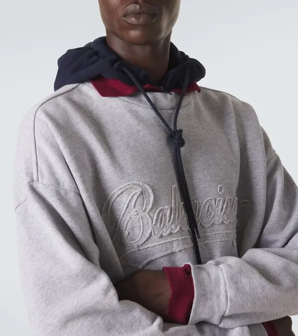 Balenciaga Logo Layered Cotton Jersey Hoodie