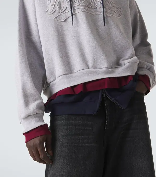 Balenciaga Logo Layered Cotton Jersey Hoodie