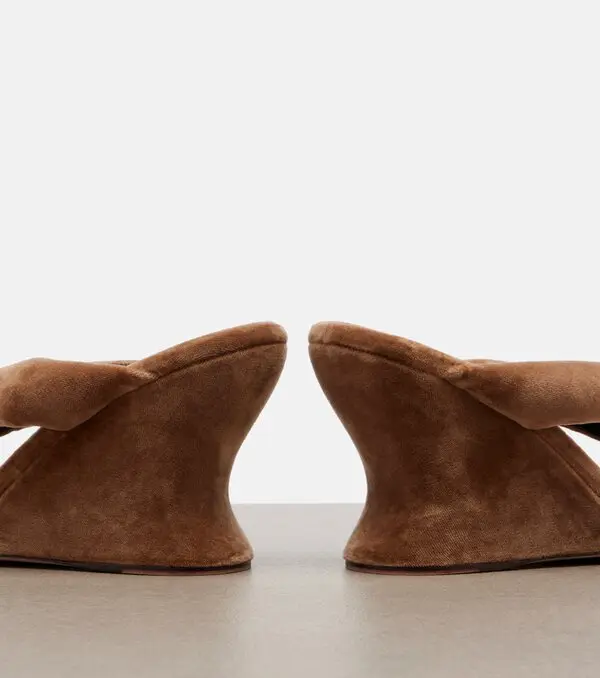 Balenciaga Gaeta Velvet Wedge Thong Sandals
