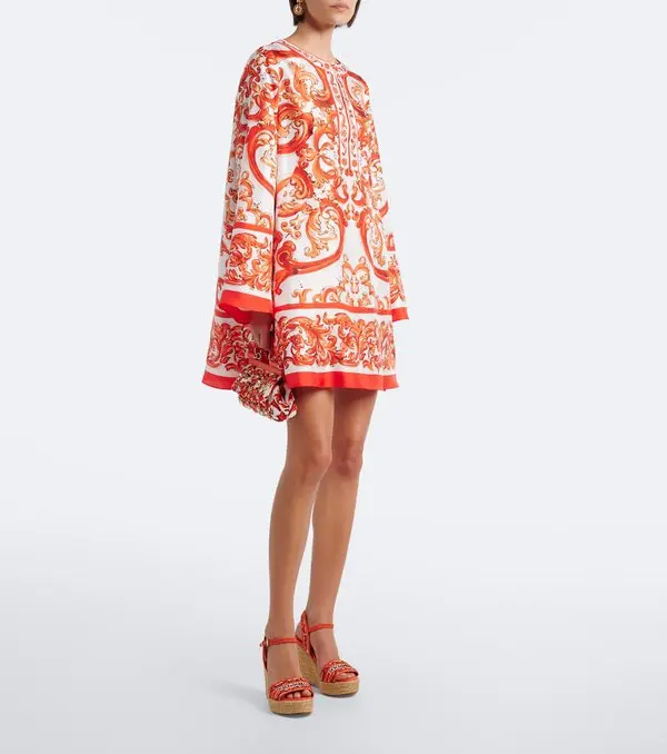 Dolce & Gabbana Majolica Silk Twill Kaftan