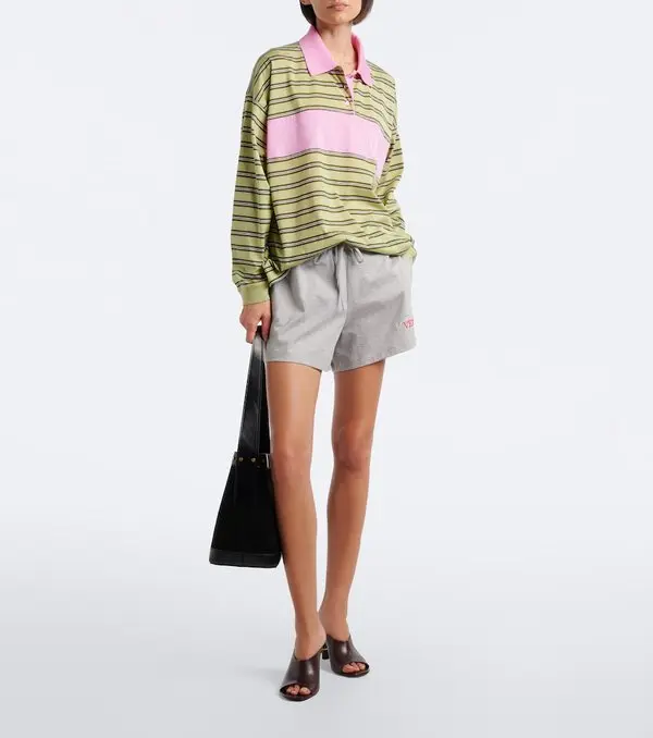 Versace Striped Cotton Jersey Polo Shirt