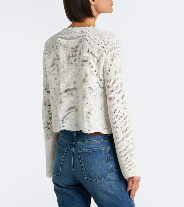 Chloé Pointelle Scalloped Cotton Cardigan