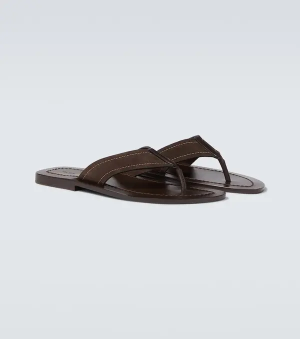 THE ROW Dan Suede Thong Sandals - Brown
