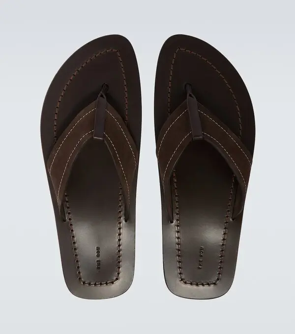 THE ROW Dan Suede Thong Sandals - Brown