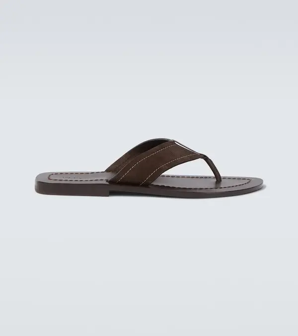 THE ROW Dan Suede Thong Sandals - Brown