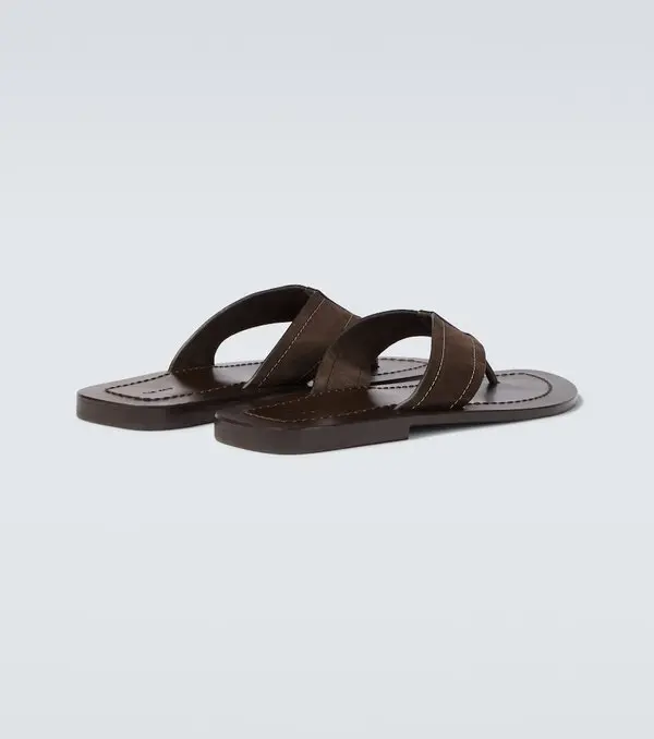 THE ROW Dan Suede Thong Sandals - Brown