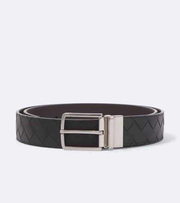 Bottega Veneta Intrecciato Leather Belt - Black