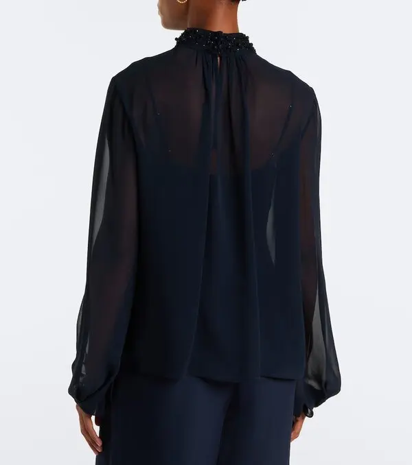 Max Mara Embellished Sheer Blouse