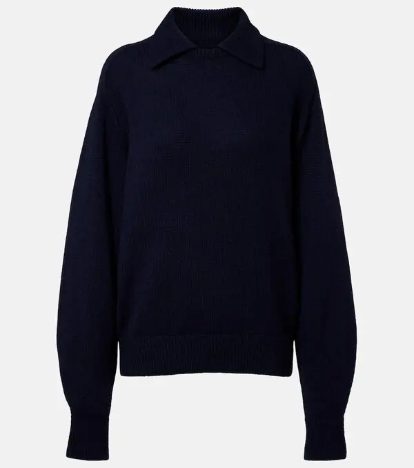 Khaite Jackson Wool And Cashmere Polo Sweater - Blue