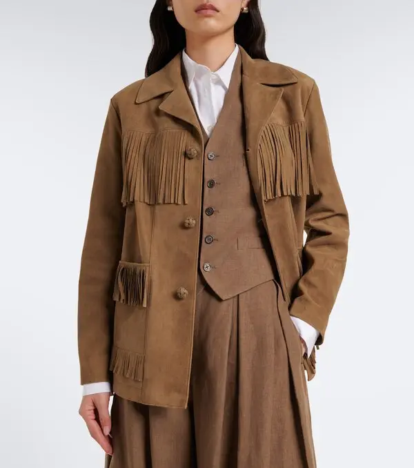 Ralph Lauren Fringed Suede Jacket - Brown