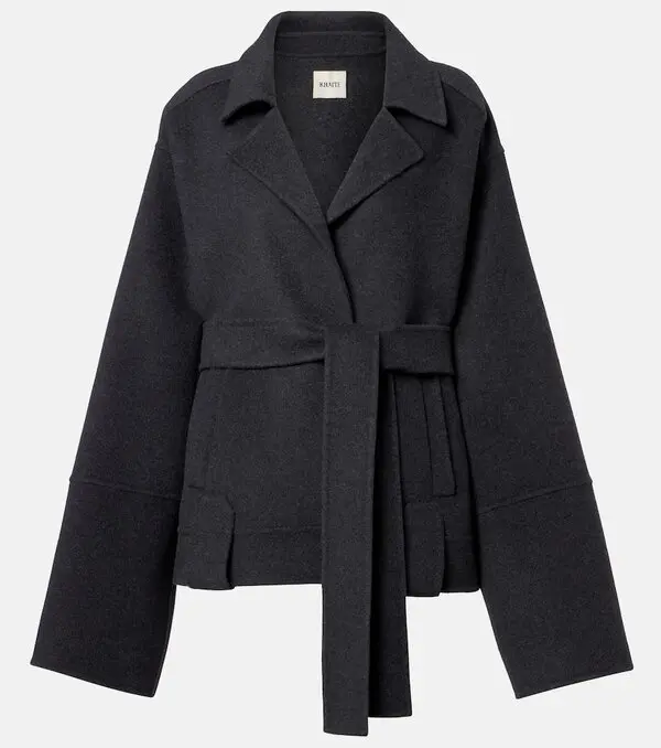 Khaite Belted Wool Jacket - Grey