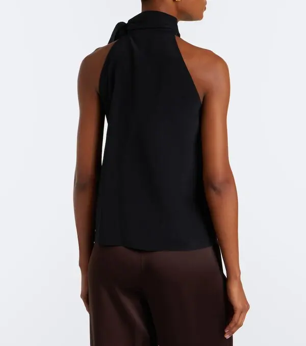 Max Mara Pleated Tie-neck Silk Crêpe De Chine Top