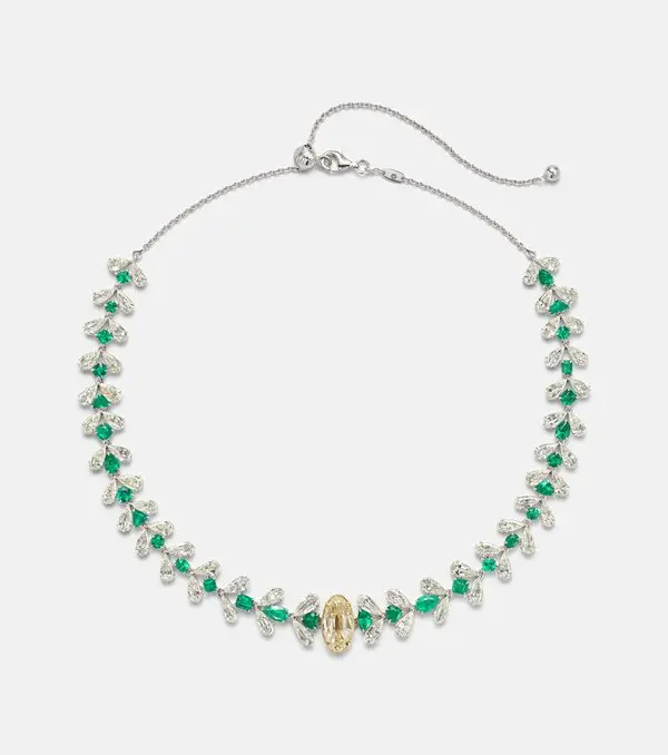 KAMYEN 18kt White Gold Necklace With Emeralds - Silver