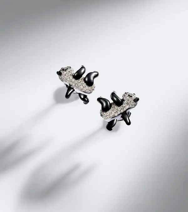 Yvonne Léon Panda 9kt White Gold Earrings With Diamonds