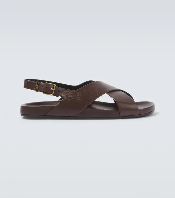 Saint Laurent Helios Cassandre Leather Sandals