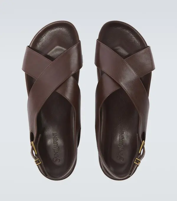 Saint Laurent Helios Cassandre Leather Sandals