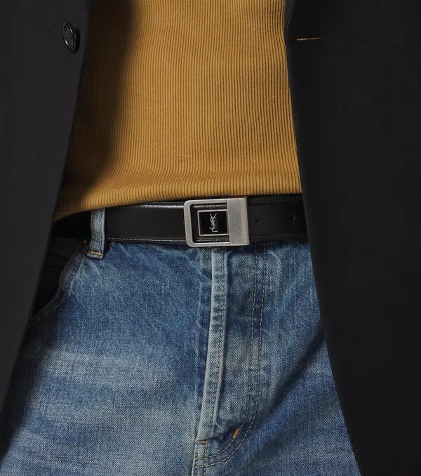 Saint Laurent La 66 Leather Belt - Black