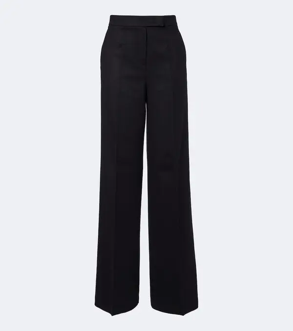 Max Mara Camel Hair Wide-leg Trousers - Black