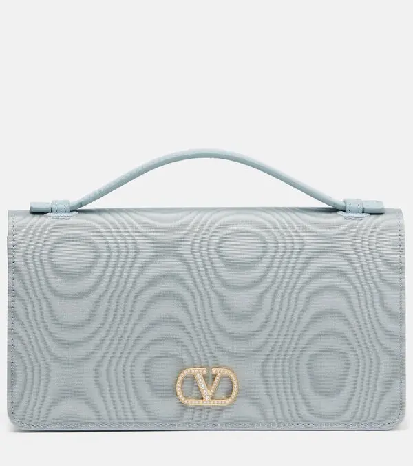 Valentino Garavani Vlogo Signature Mini Moiré Clutch - Blue