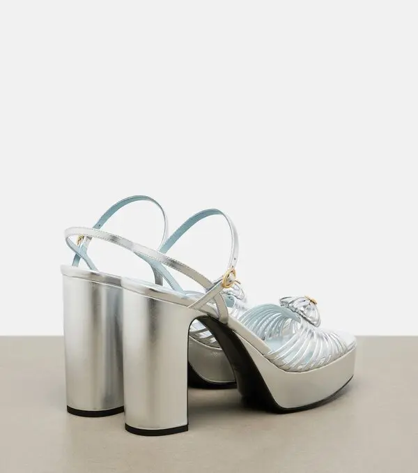 Valentino Garavani Cœur Royal Metallic Leather Platform Sandals