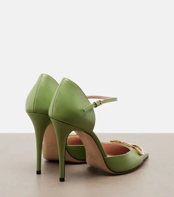 Valentino Garavani D'orsay Vlogo Embellished Leather Pumps