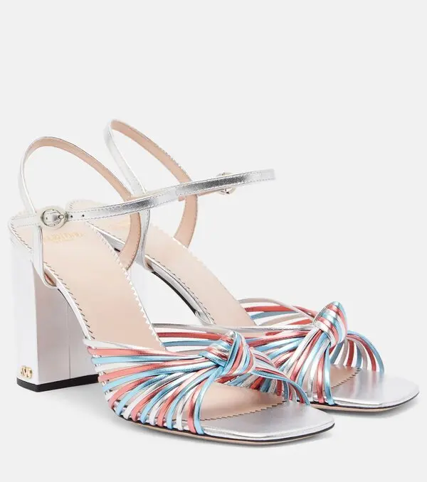 Valentino Garavani Metallic Leather Sandals - Silver