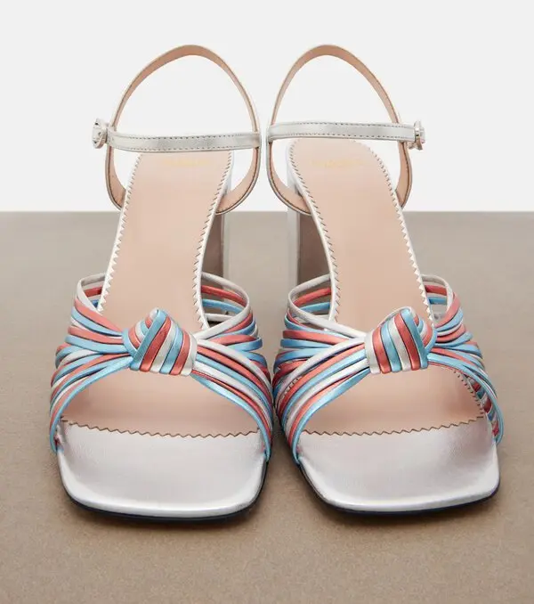 Valentino Garavani Metallic Leather Sandals - Silver