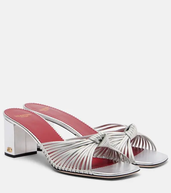 Valentino Garavani Metallic Leather Sandals - Silver