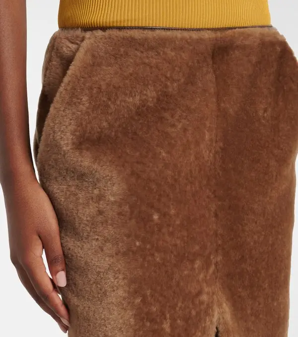 Saint Laurent Shearling Pencil Skirt