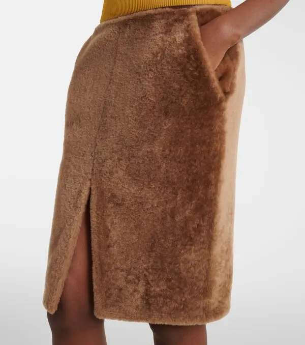 Saint Laurent Shearling Pencil Skirt