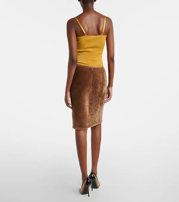 Saint Laurent Shearling Pencil Skirt