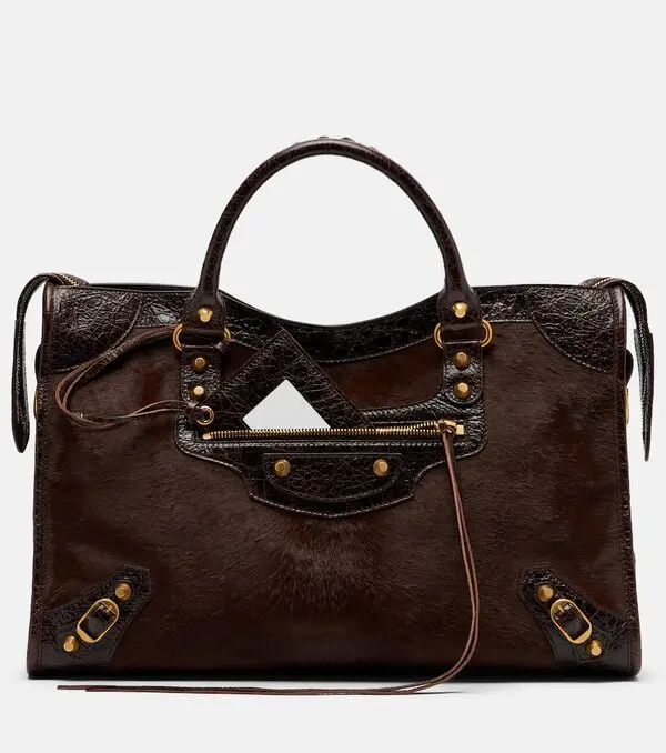 Balenciaga Le City Medium Calf Hair Top-handle Bag - Brown