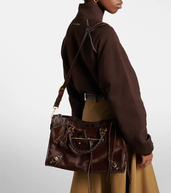 Balenciaga Le City Medium Calf Hair Top-handle Bag - Brown