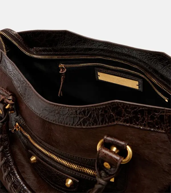 Balenciaga Le City Medium Calf Hair Top-handle Bag - Brown