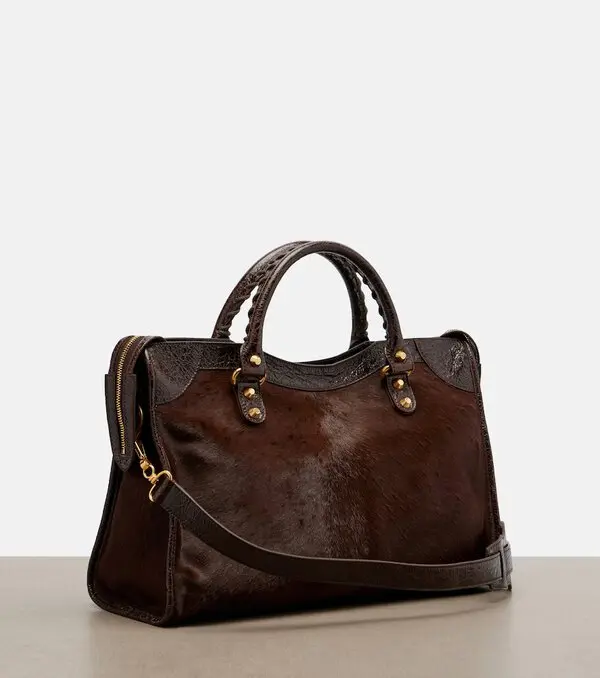 Balenciaga Le City Medium Calf Hair Top-handle Bag - Brown
